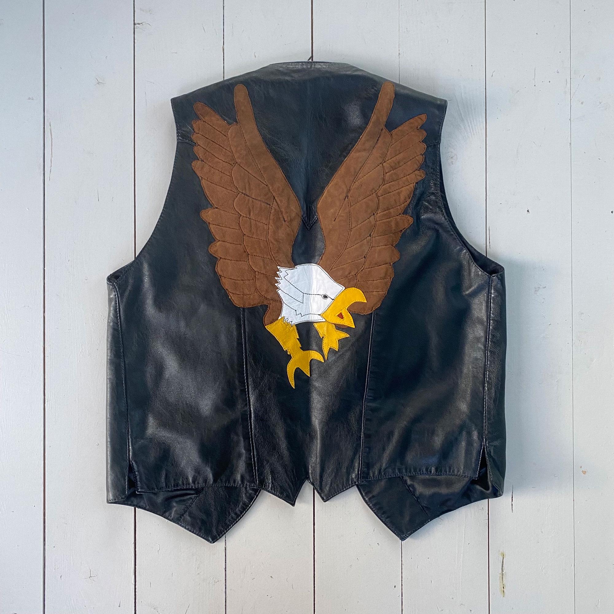 1970s Native American Vintage Biker Vest Waistcoat Appliquéd Eagle ...