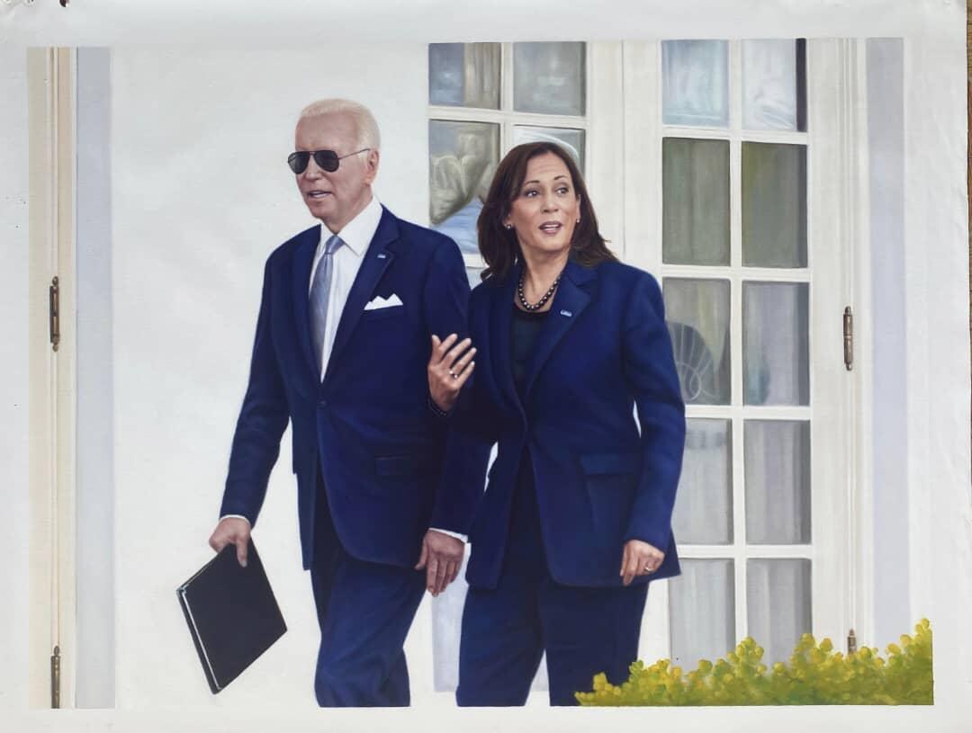 Oil Painting of President Joe Biden and Vice President Kamal Harris on ...