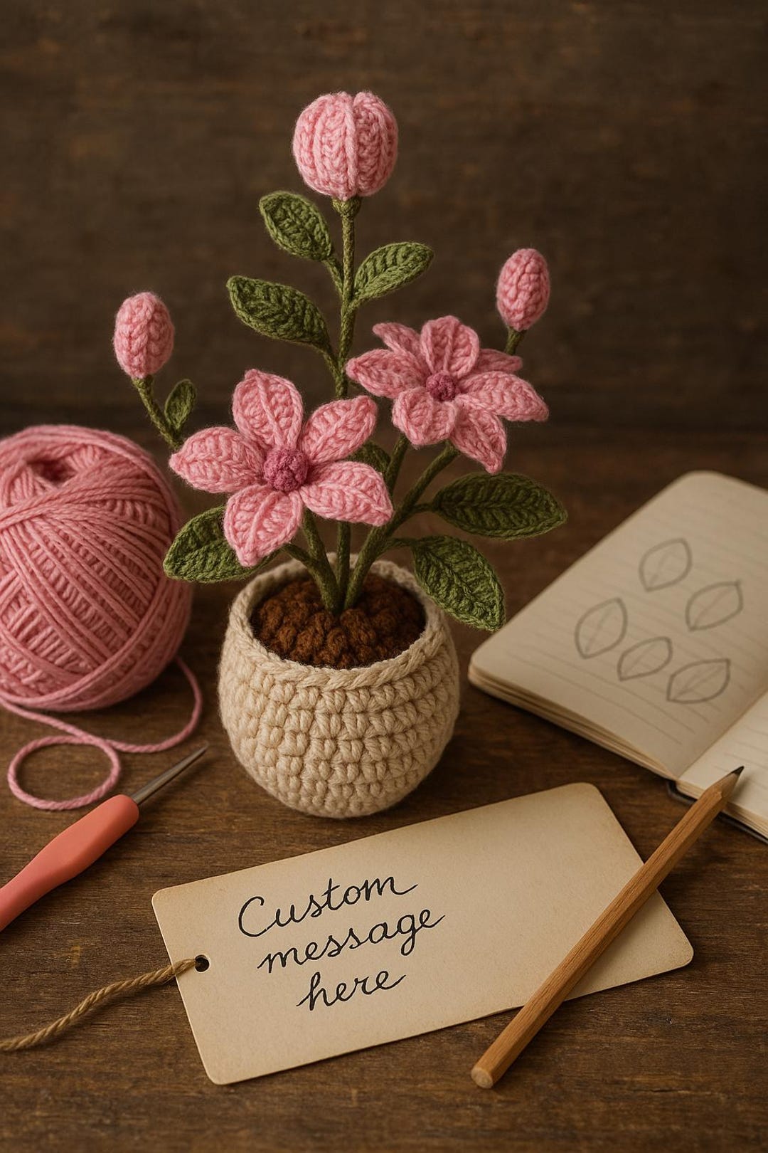 Handmade Crochet Flower Pot Gift, Personalized Bloom Decor - Etsy