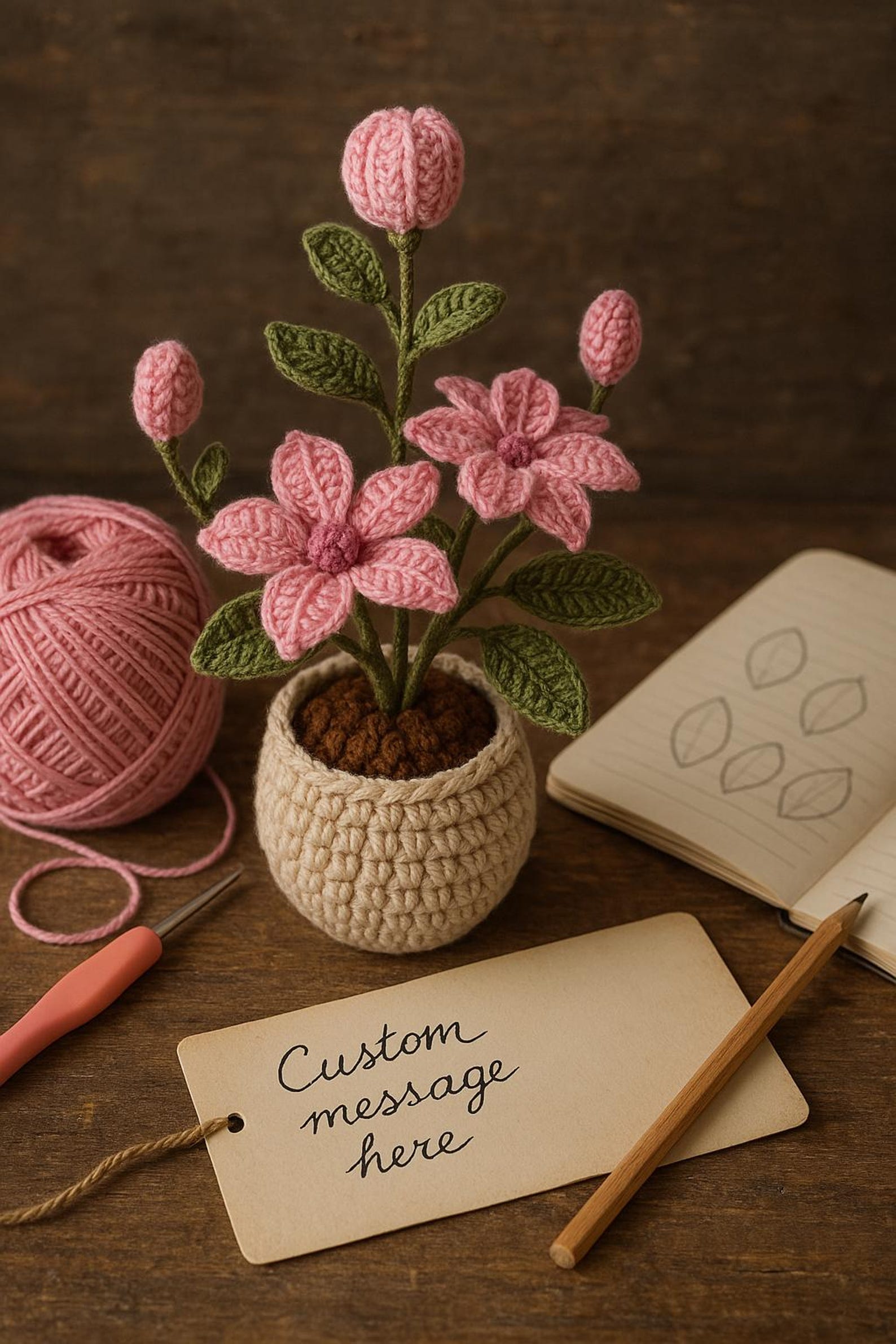 Handmade Crochet Flower Pot Gift, Personalized Bloom Decor - Etsy