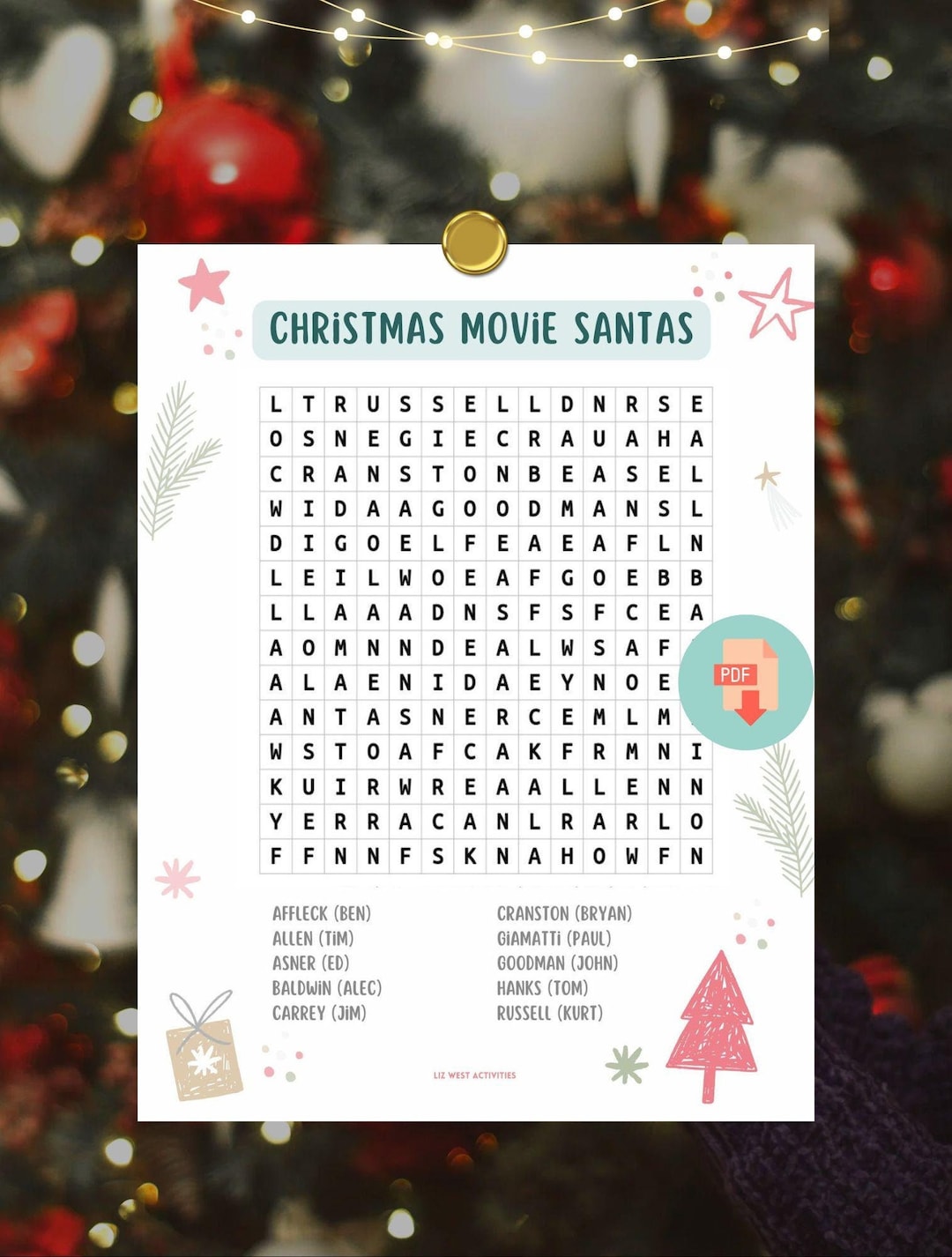 Christmas Movie Santa Printable Word Search Puzzle | Christmas Movie ...