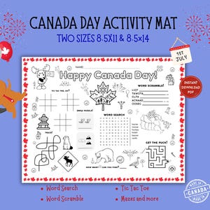 Canada Day Activity Sheets: Printable Games, Puzzles, Coloring (digital ...