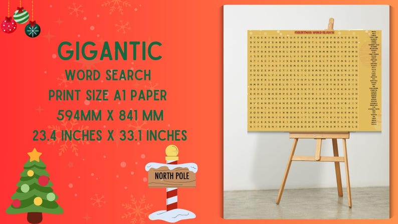 Gigantic Christmas Word Search, Printable Word Search, Christmas Party ...