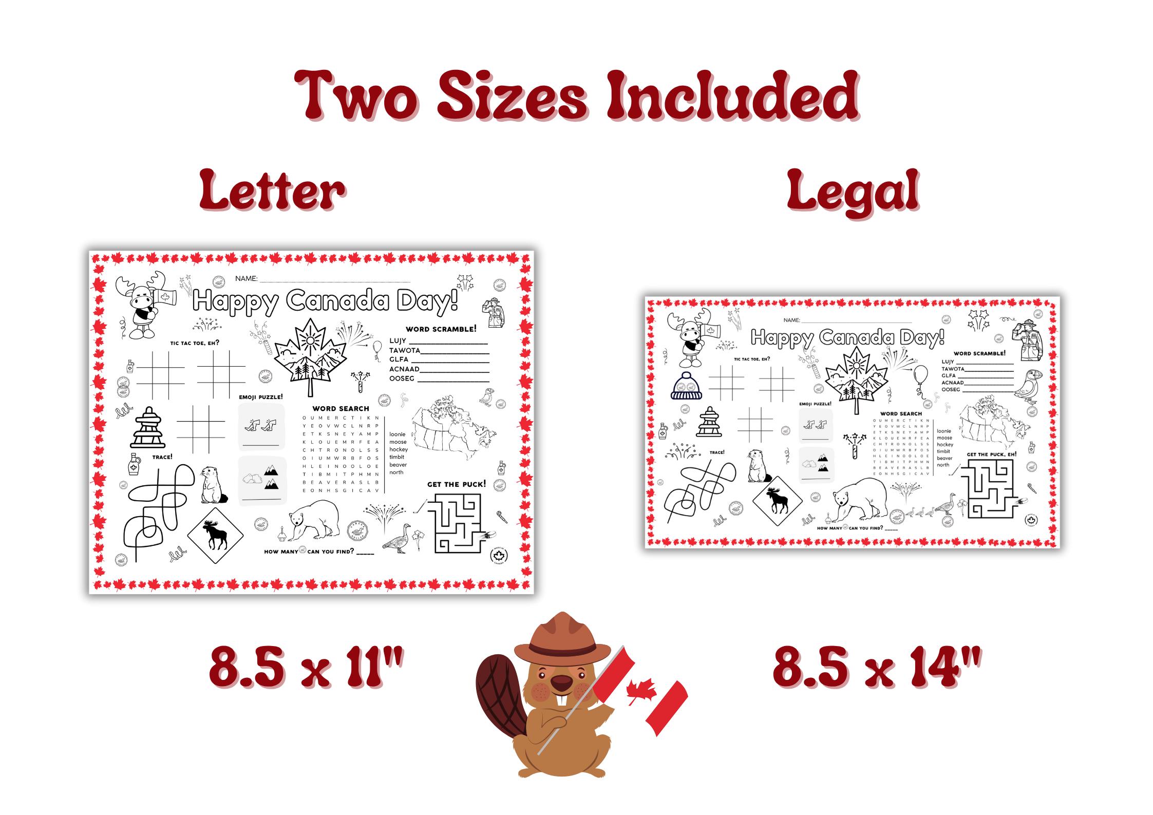 Canada Day Activity Sheets: Printable Games, Puzzles, Coloring (digital ...