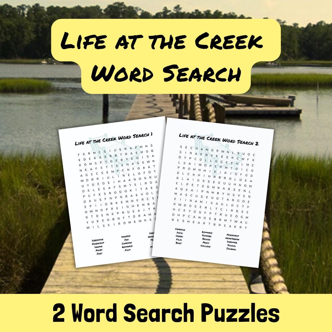 Life at the Creek Word Search – 90s Teen Drama Printable Game ...