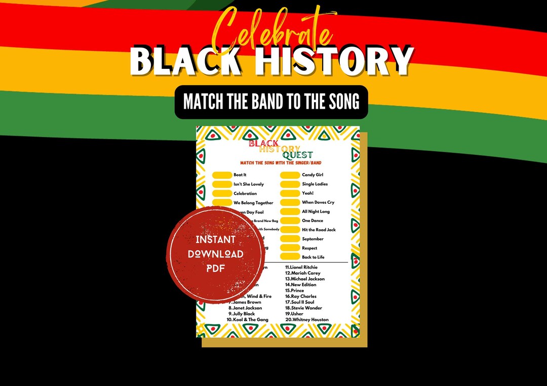 Black History Music Game Trivia| Black Music | Black History Party Game ...