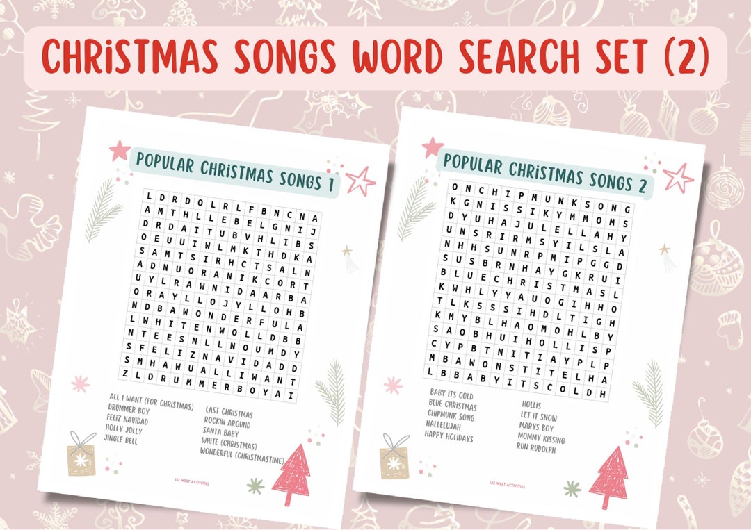 Christmas Printable Songs Word Search Puzzle | Christmas Songs Word ...