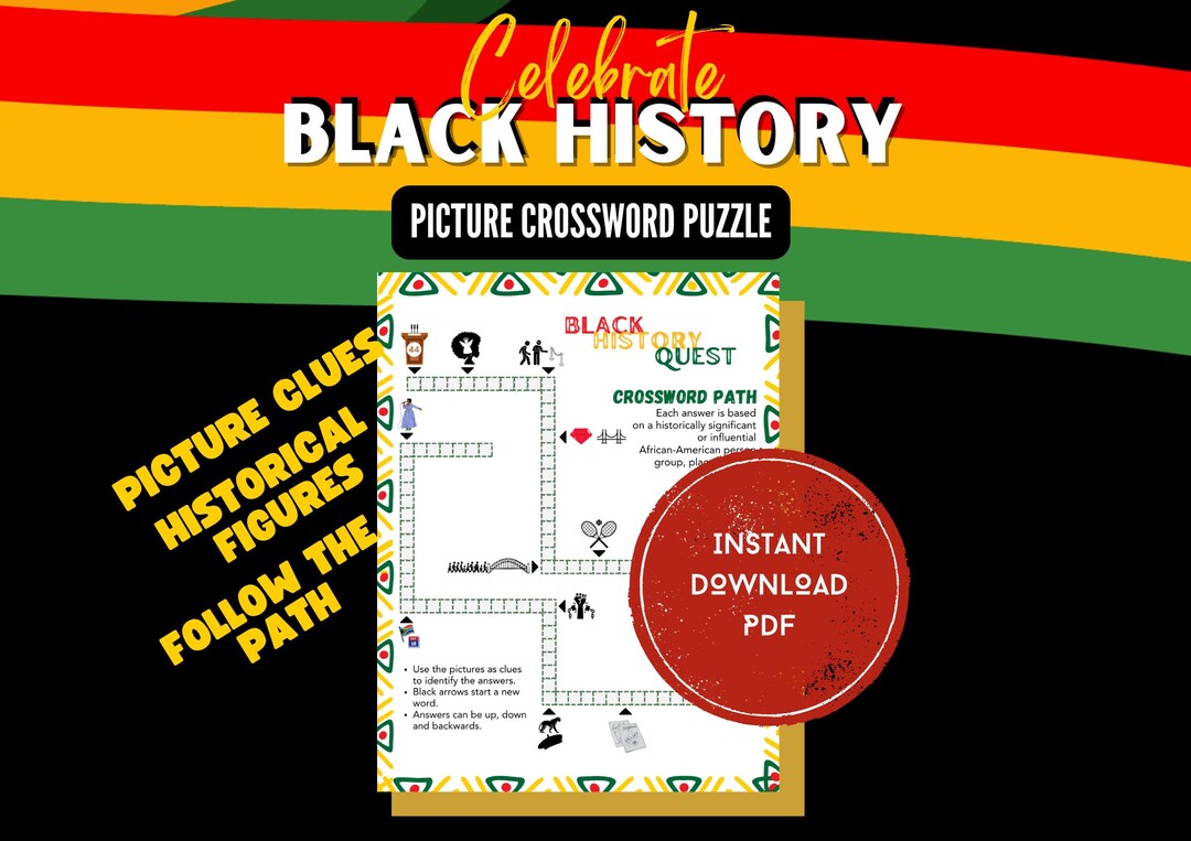 Black History Picture Crossword Puzzle: Black Excellence (printable ...