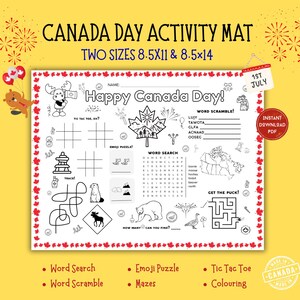 Canada Day Activity Sheets: Printable Games, Puzzles, Coloring (digital ...