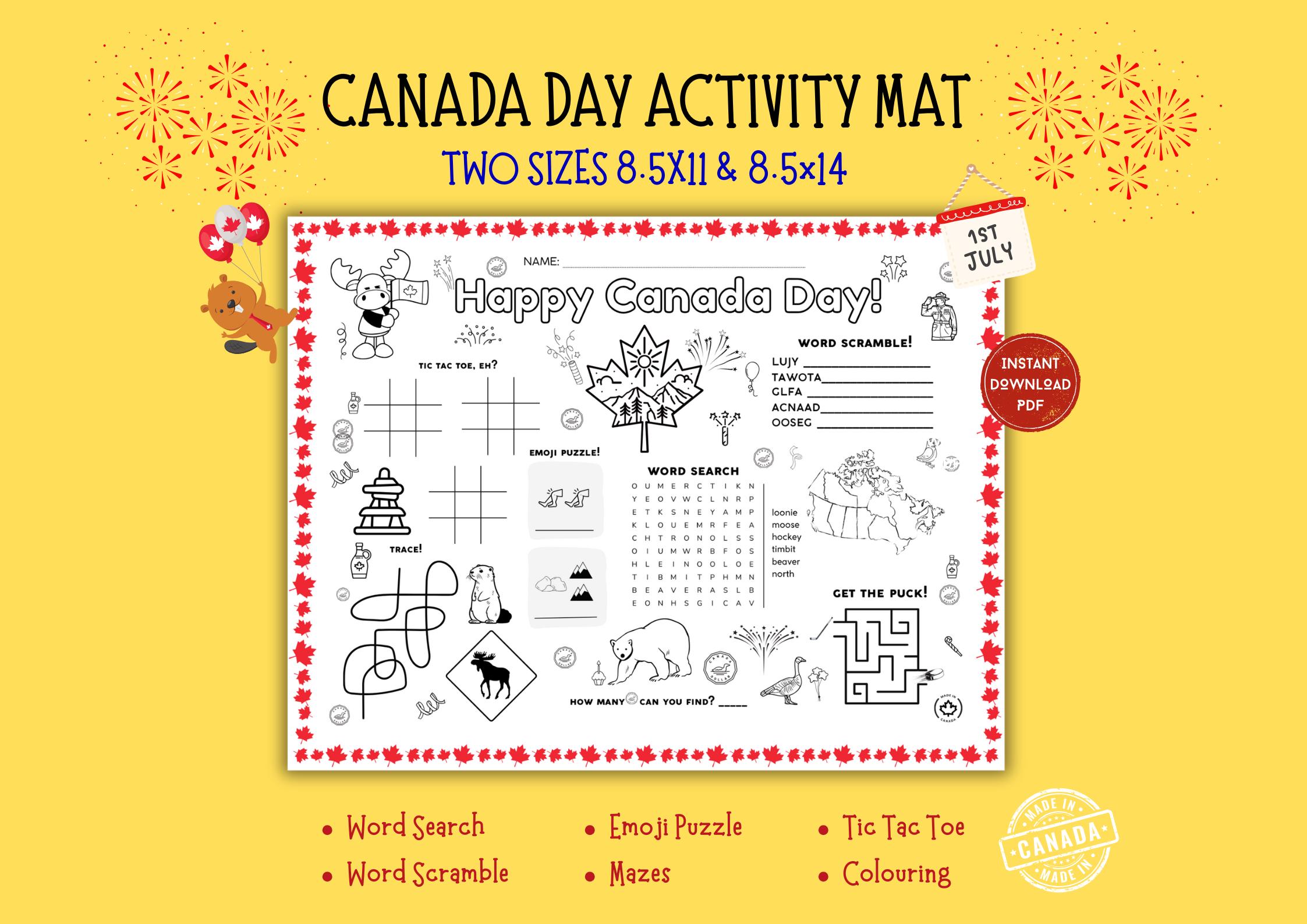 Canada Day Activity Sheets: Printable Games, Puzzles, Coloring (digital ...