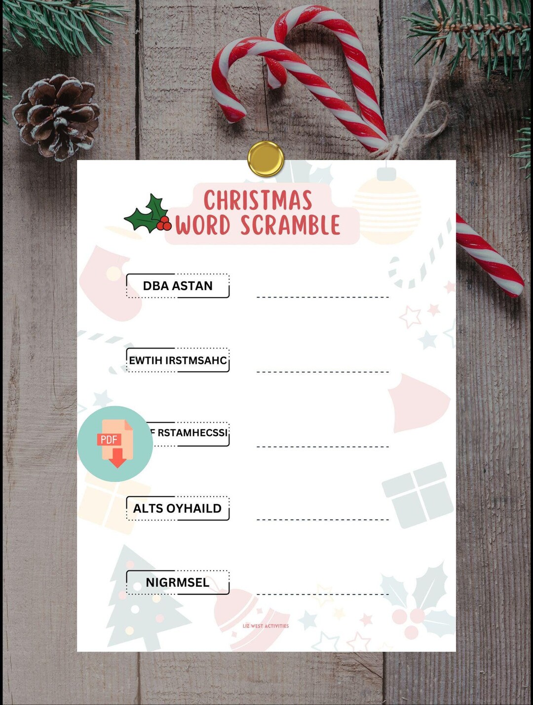 Christmas Printable Word Scramble Puzzle | Christmas Movie Word ...