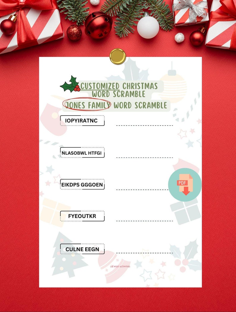 Christmas Printable Word Scramble | Customizable Large Print Puzzles ...