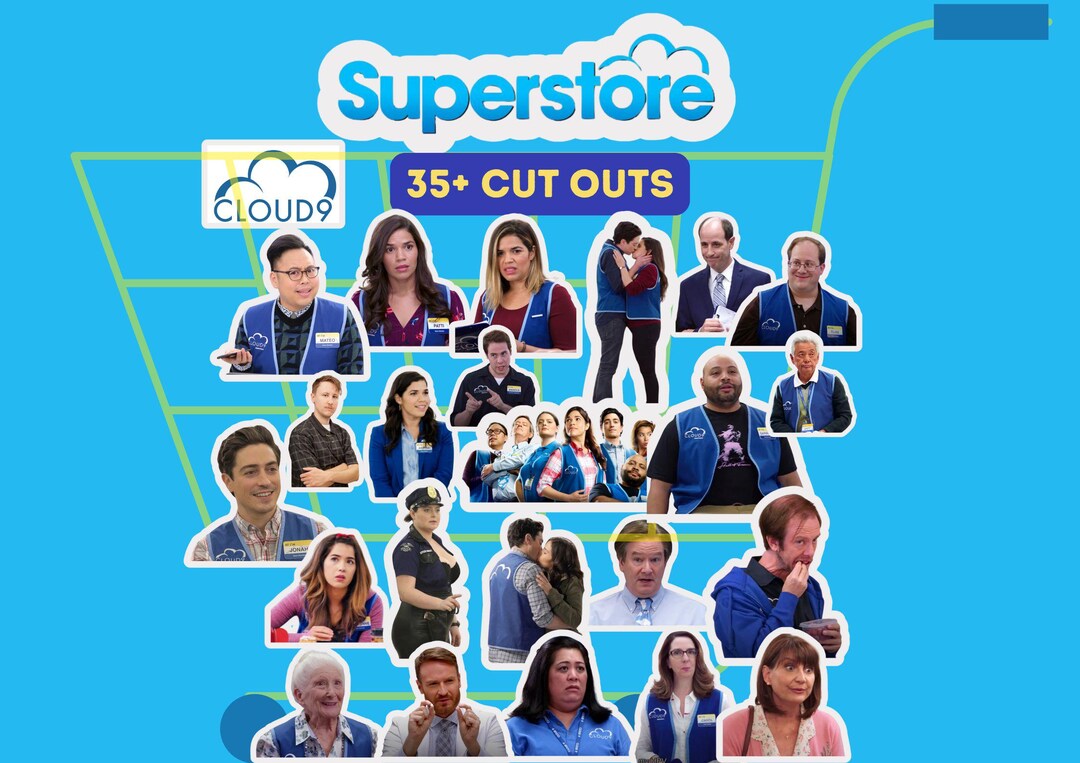 Superstore TV Show Printable Cutouts | Digital Download Comedy Props | Cloud 9 Characters for ...