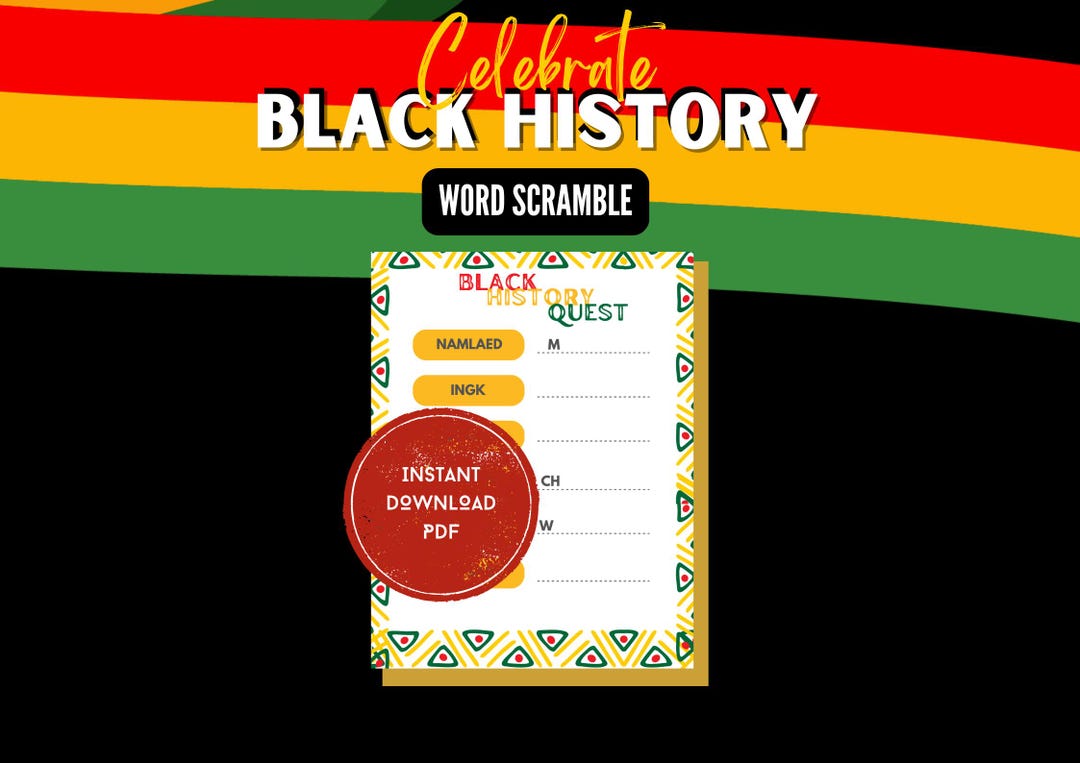 Black History Month Word Scramble Puzzle | Black History Game Trivia ...