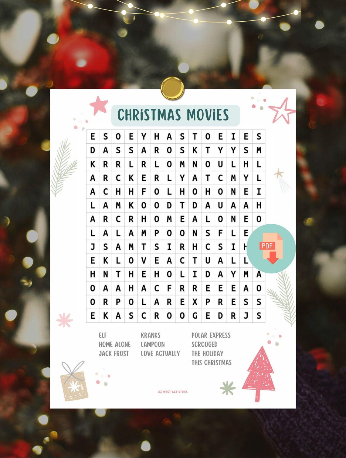 Christmas Movies Printable Word Search Puzzle | Christmas Movie Word ...