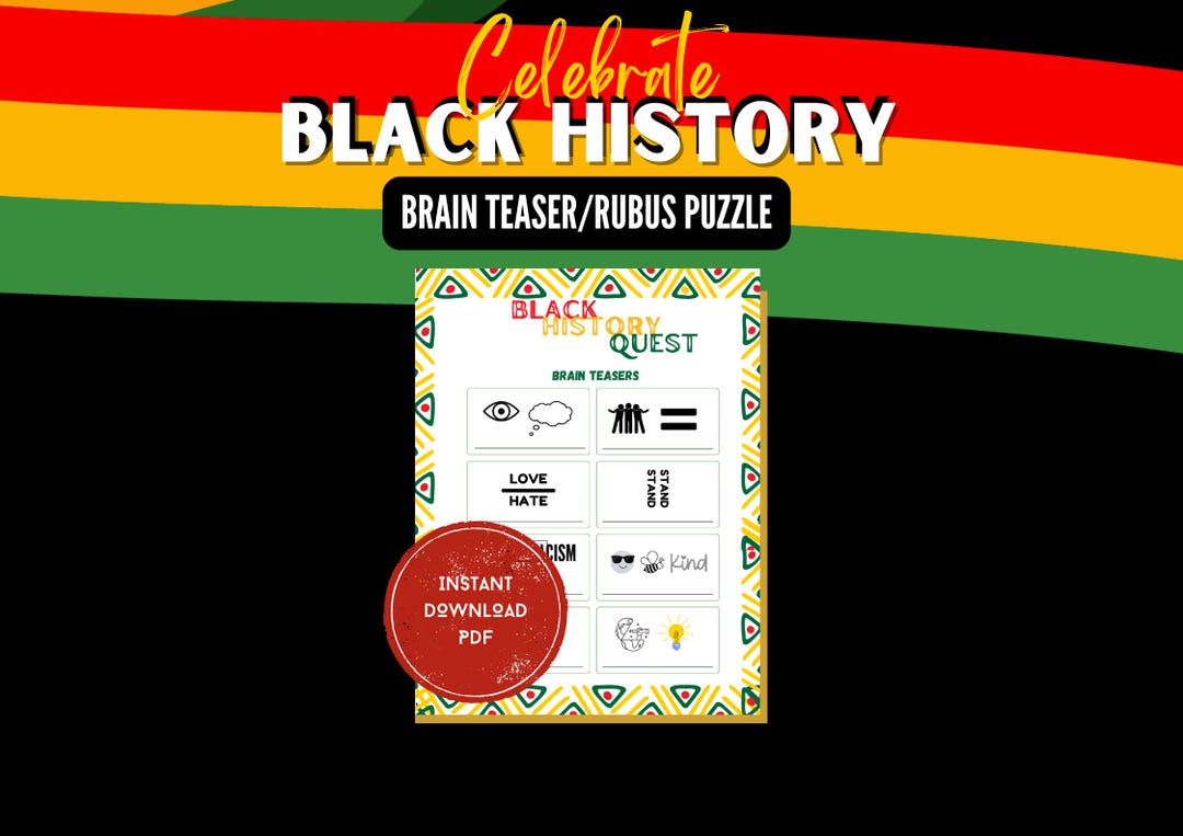 Black History Month Game | Black History Brainteaser | Rebus Puzzle ...