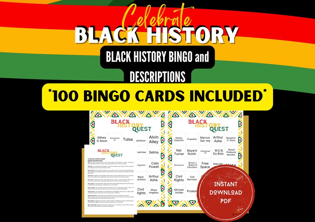Black History Month Bingo, Black History Games, Black History Trivia ...