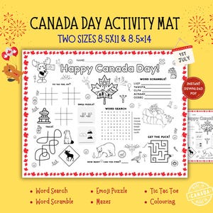 Canada Day Activity Sheets: Printable Games, Puzzles, Coloring (digital ...