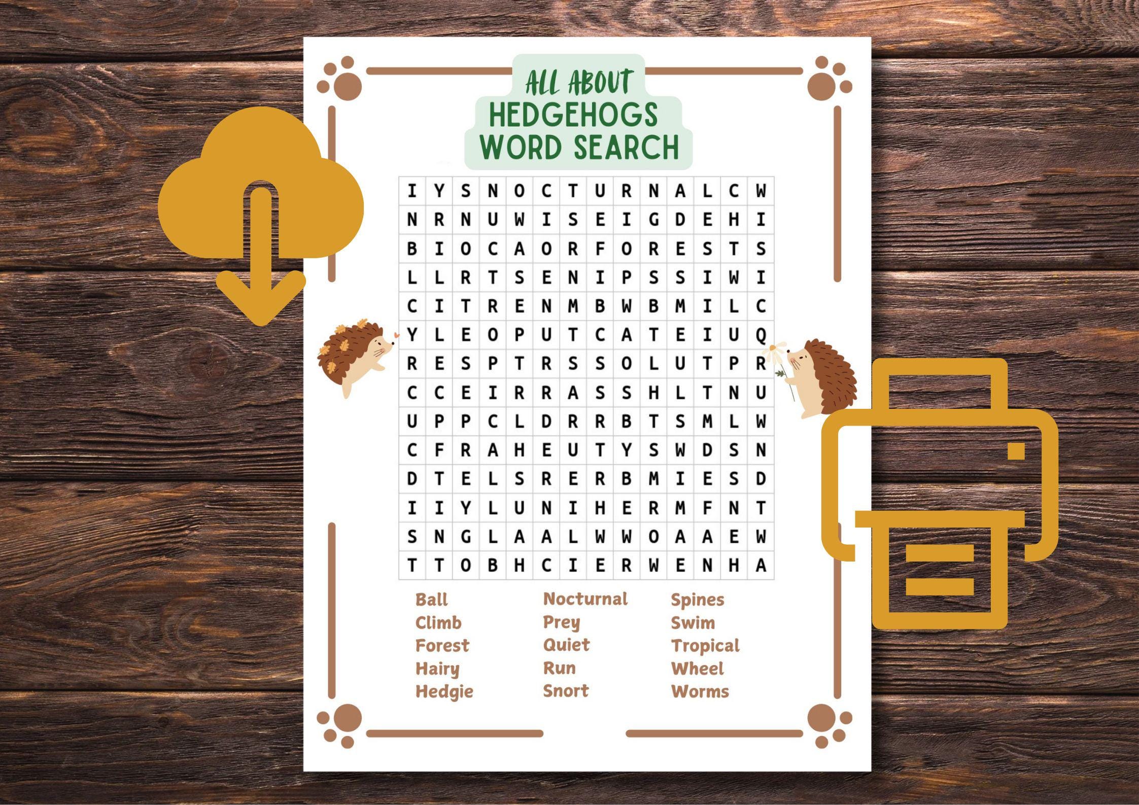 Hedgehog Word Search Puzzle: Fun Kids Game (printable) - Etsy