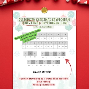 Christmas Printable Cryptogram Puzzle | Custom Made Cryptograms | Large ...