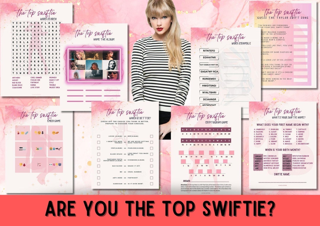 Taylor Swift Party Game Bundle: Printable Swiftie Activities (digital ...