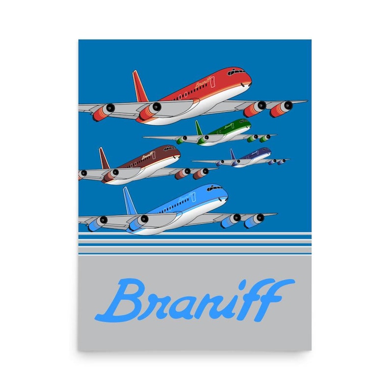 Poster Braniff Mcdonnell Douglas DC-8 Jets Inflight 1978 Ultra Space - Etsy