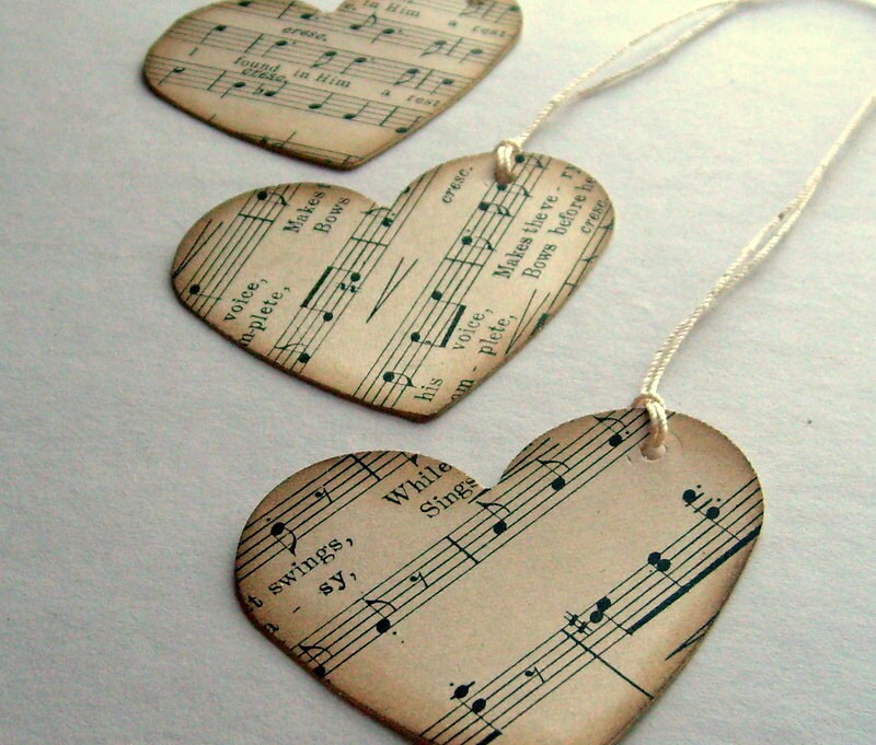 Heart Favor Tags Music Sheet Tags Wedding Place Cards - Etsy