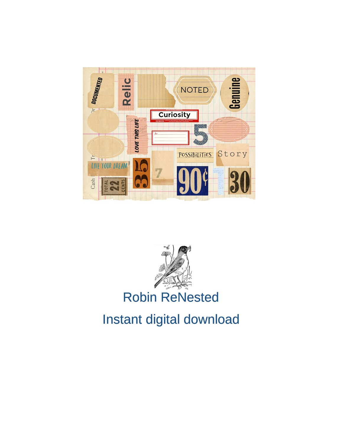 Printable Labels Random Words Digital Download Ephemera | Etsy