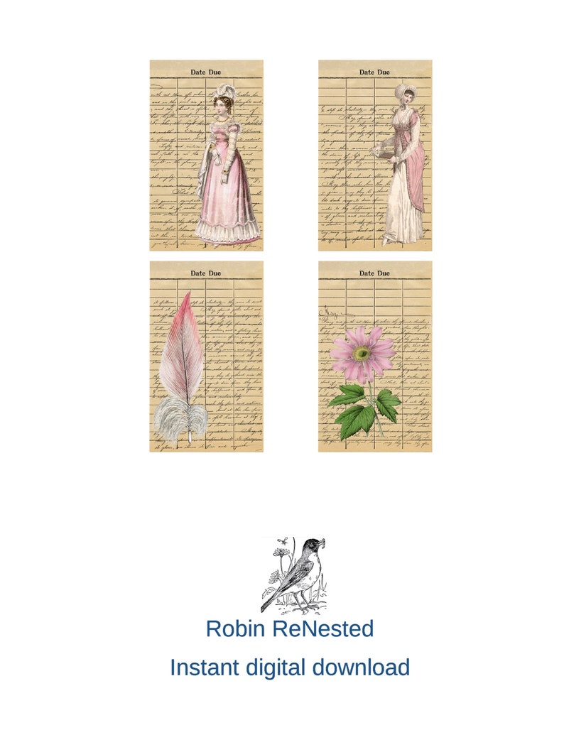 Pink Ladies Library Card Digital Simple Shabby Book Digital - Etsy