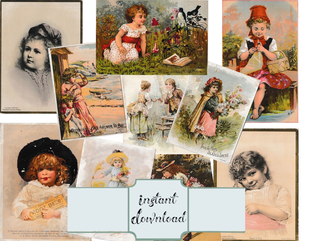 Kids Ephemera Digital Downloads, Vintage Children Images for Junk ...