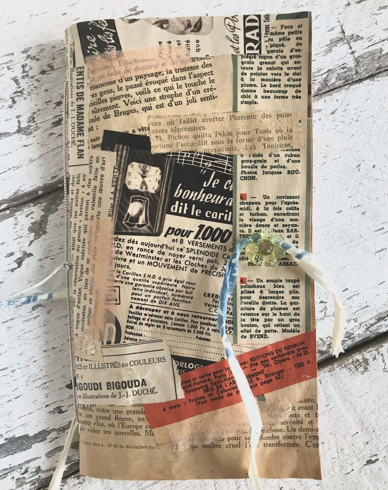 Travelers Notebook, French Collage Art Book Cover, Ephemera Small ...