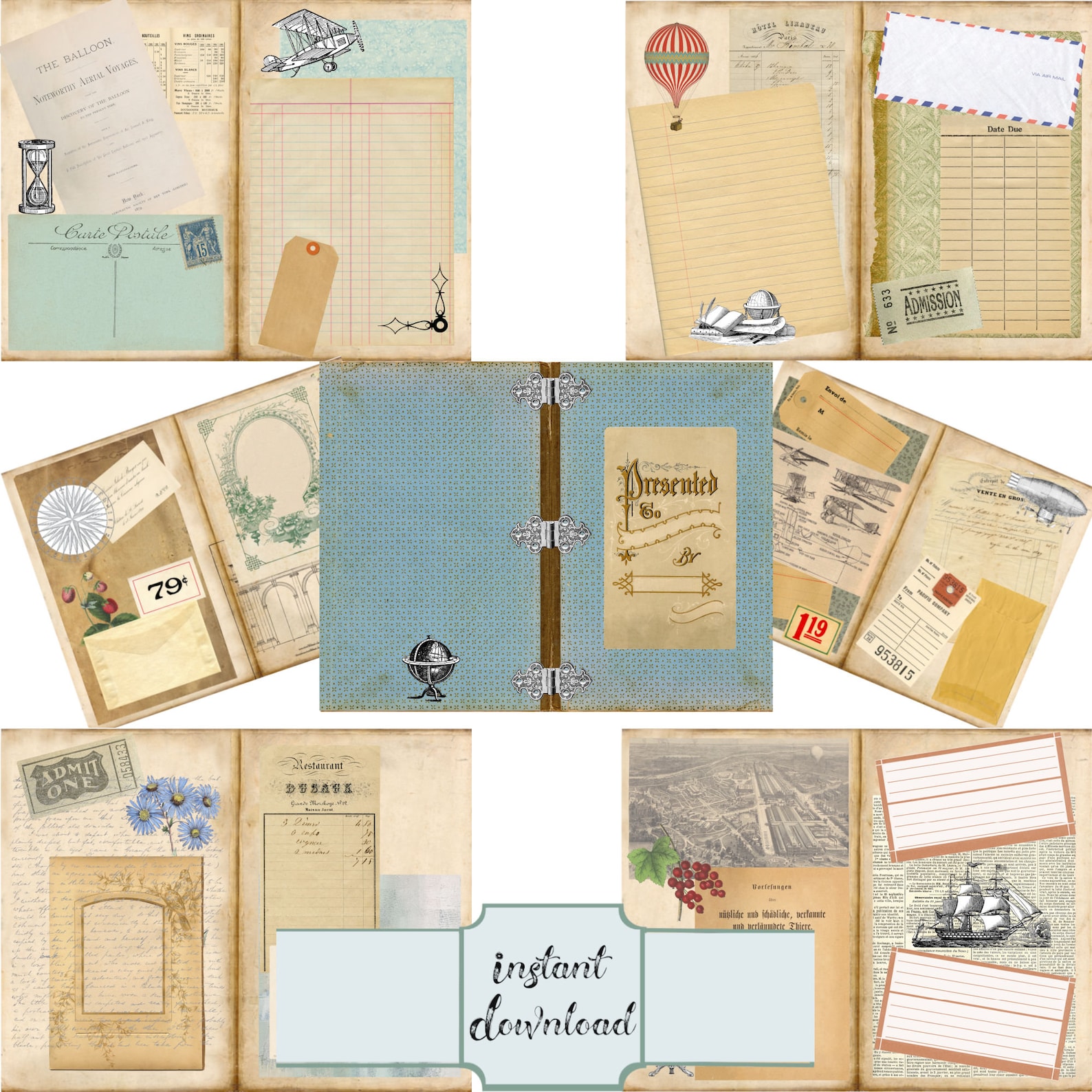 Travel Journal Printable Kit, Cover and Pages, Digital Travelers ...