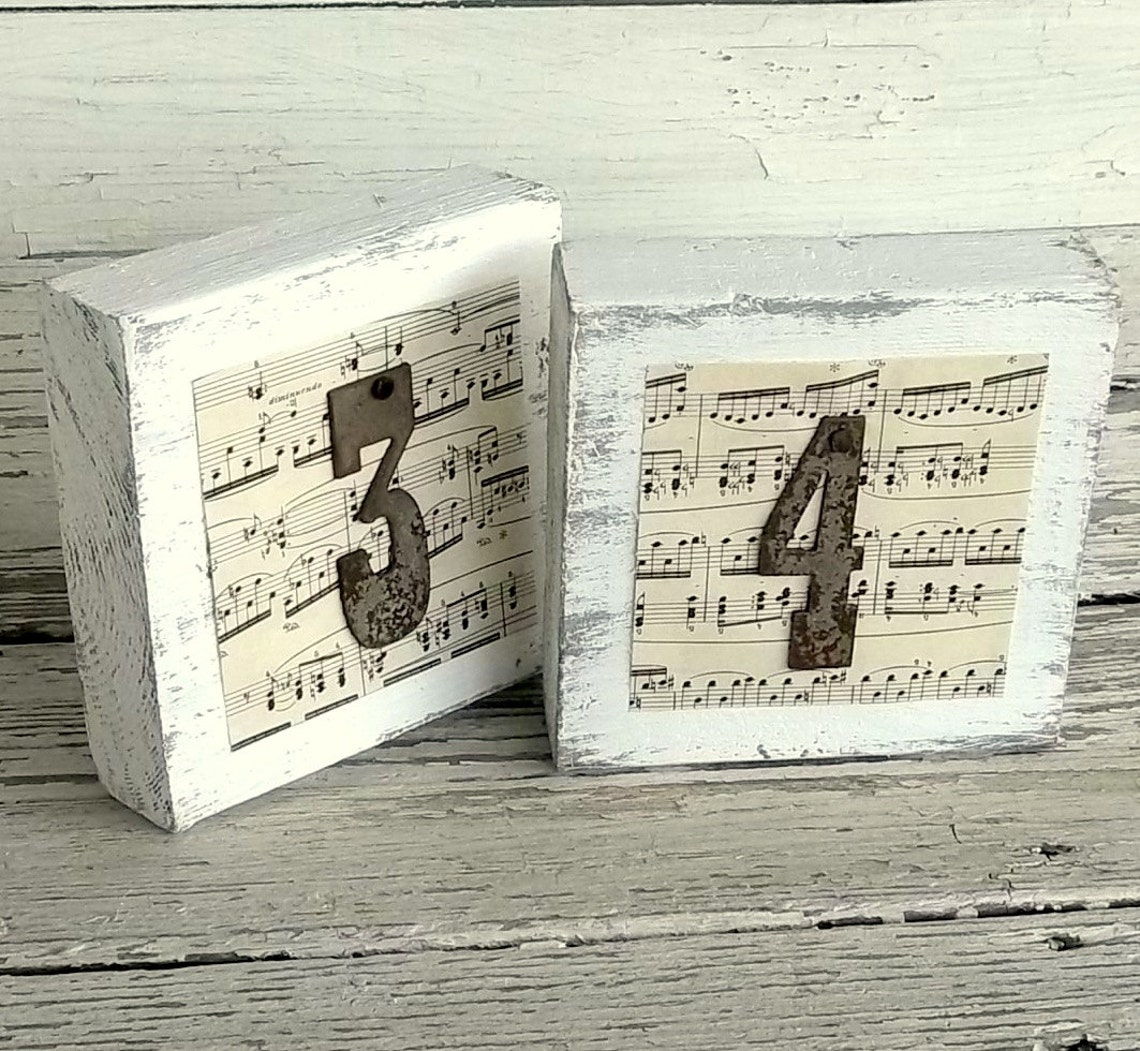 Wedding Wood Block Table Sign Music Theme Rusty Number Sign - Etsy