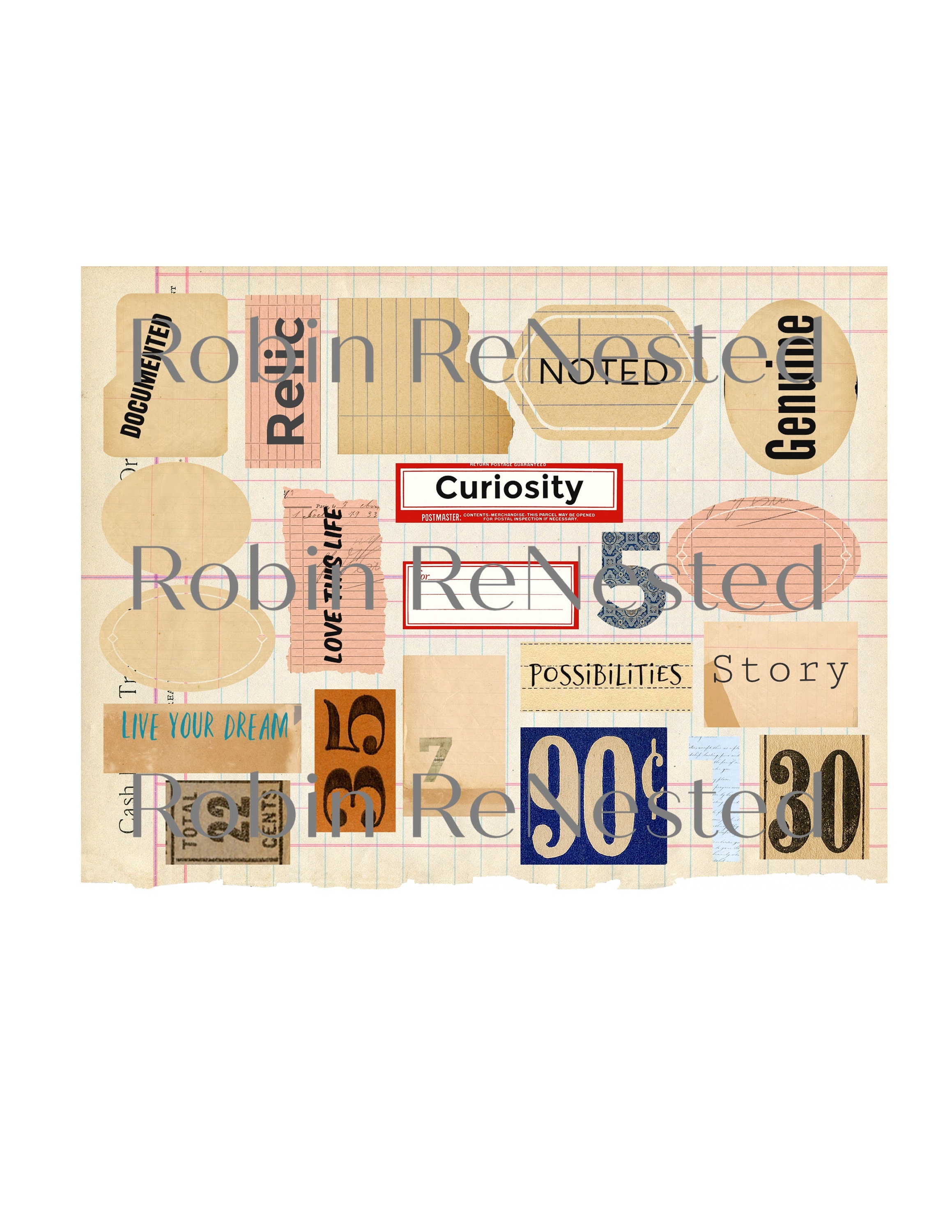 Printable Labels Random Words Digital Download Ephemera - Etsy