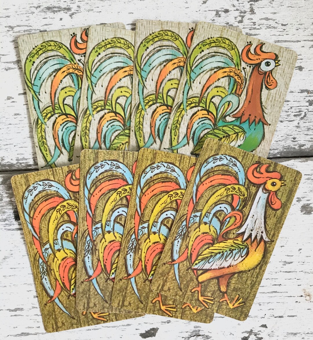 Rooster Playing Cards, Chicken Trade Cards, Swap, Animal Collectible ...