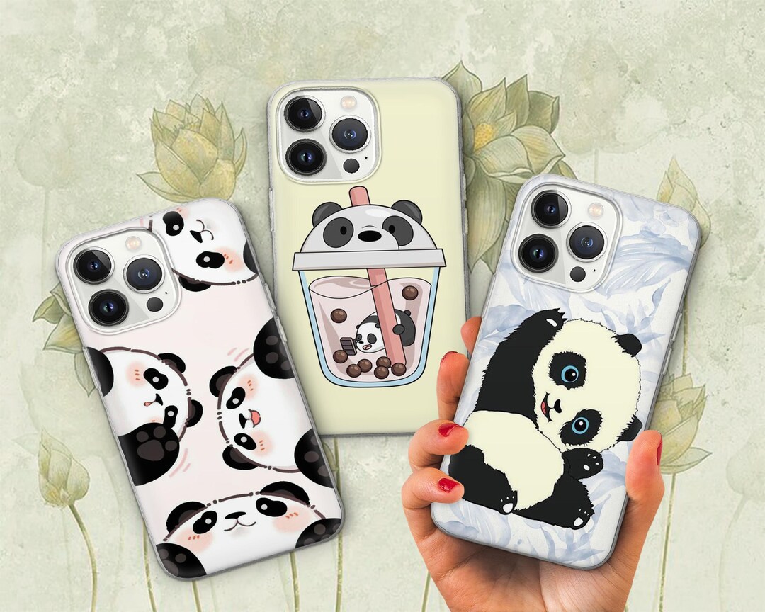 Cute Kawaii Panda Phone Case Kids Anime Cover for iPhone 16 Pro 15 Plus ...