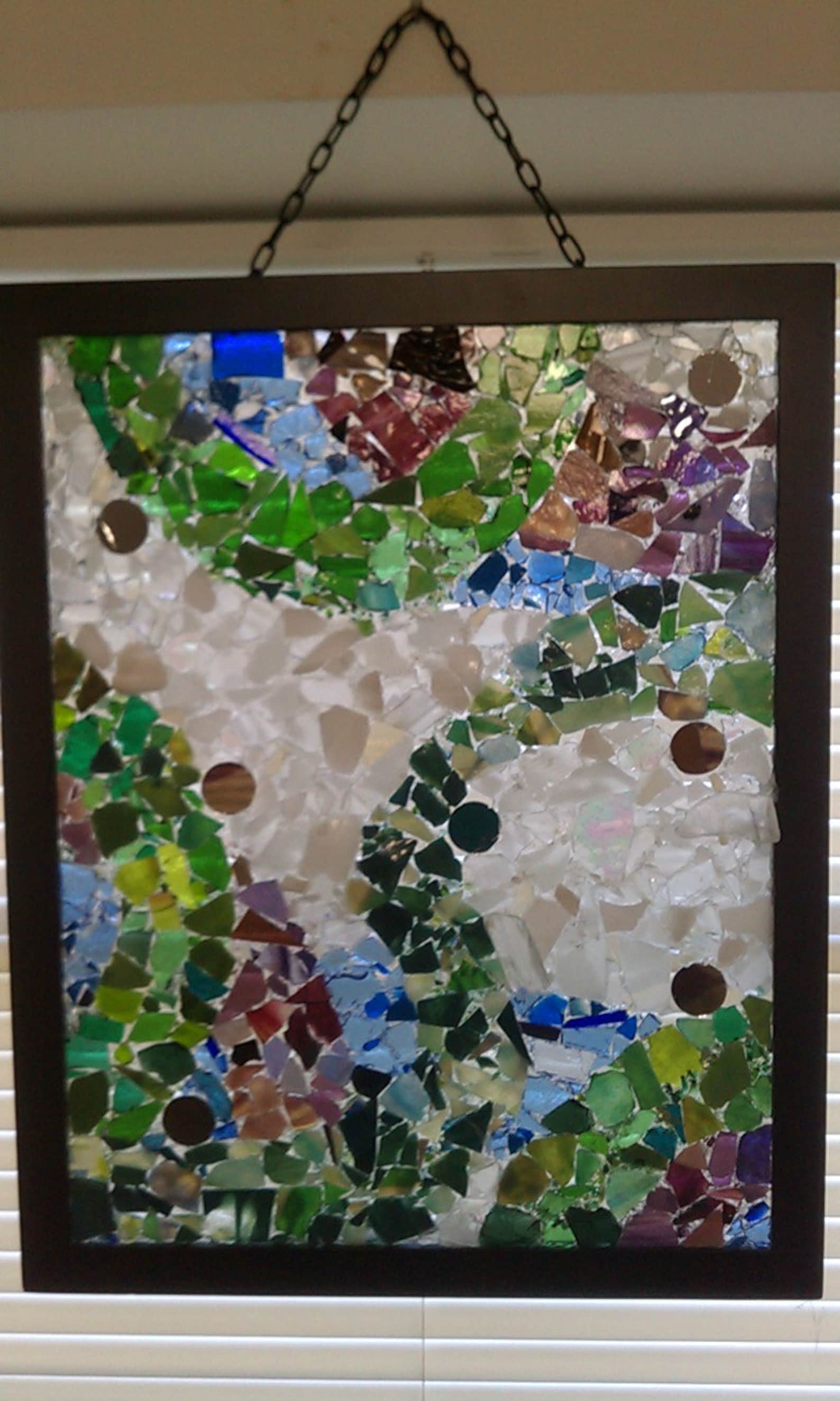 Abstract Mosaic Glass Window Panel, Mosaic Glass Art Panel, Mosaic Art ...