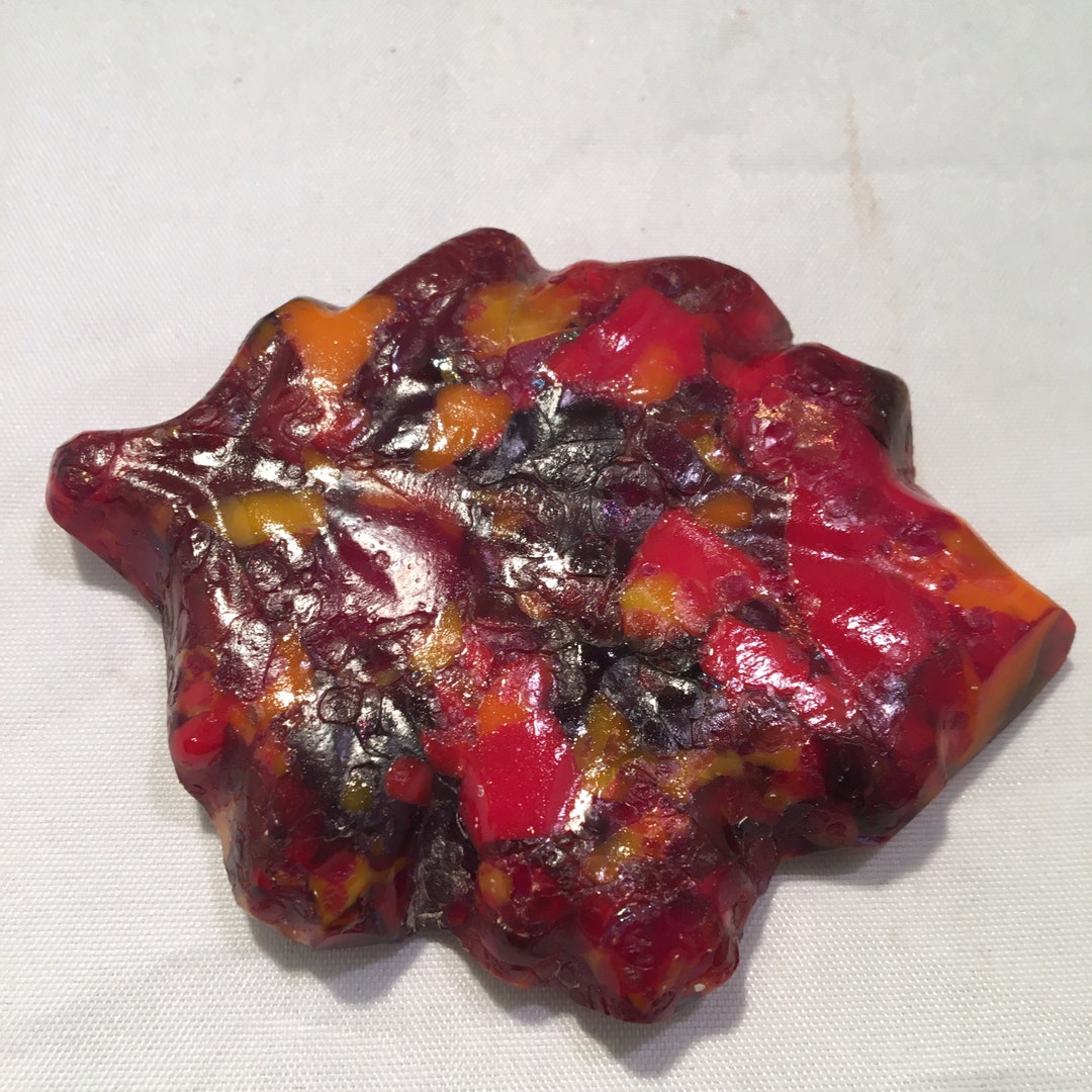 Cast Glass Paperweight, Glass Paperweight, Fused Glass Leaf Paperweight ...