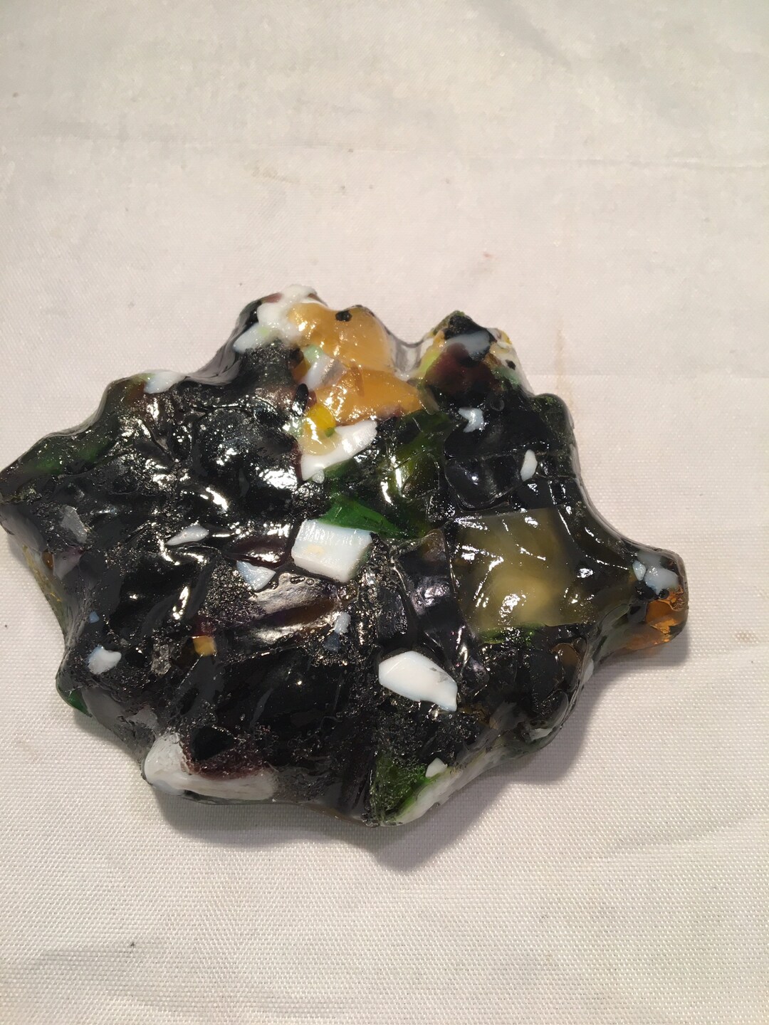 Cast Glass Paperweight, Glass Paperweight, Fused Glass Leaf Paperweight ...