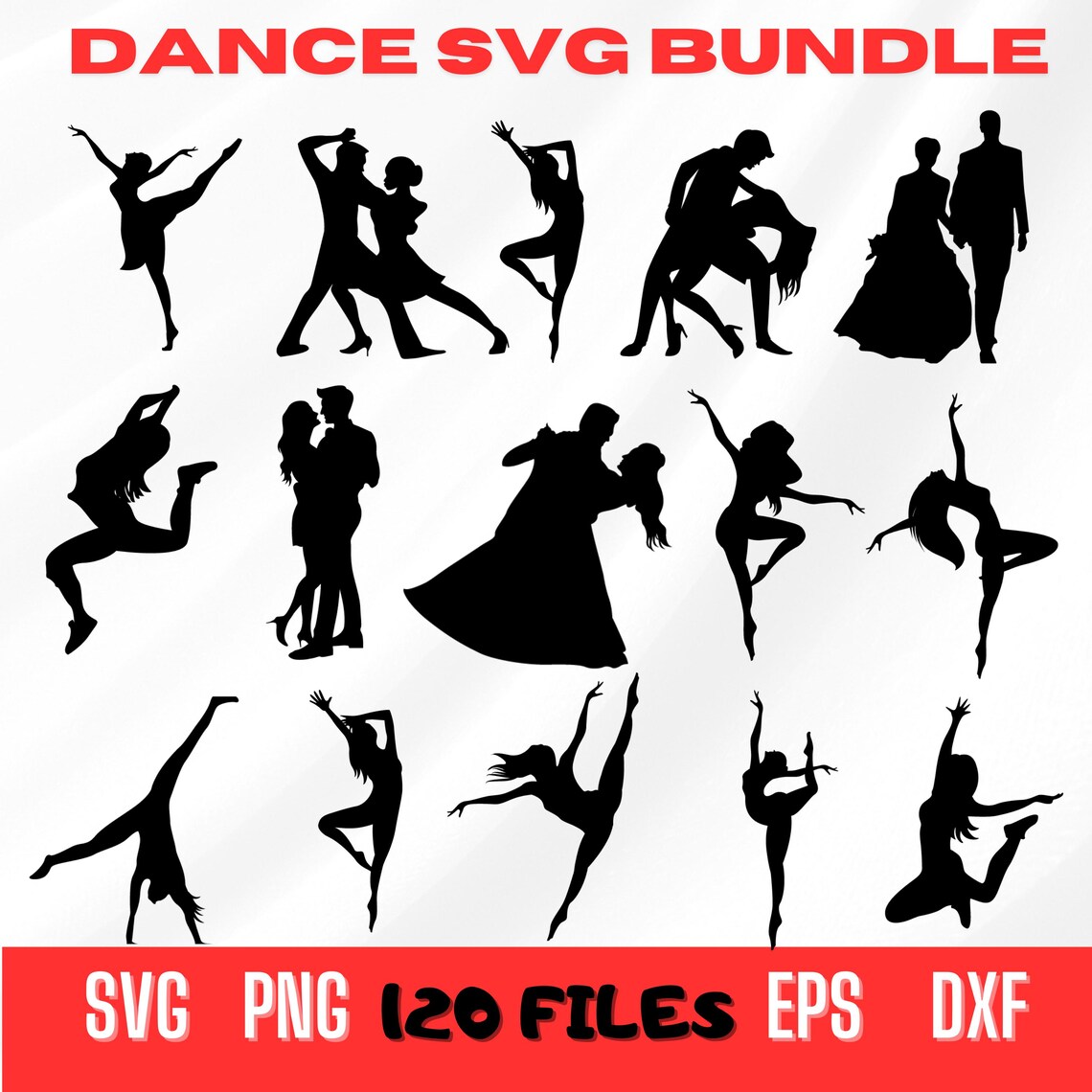 Dance Svg Bundle, Dance Png Bundle, Dancer Silhouettes Png, Dance Cut ...
