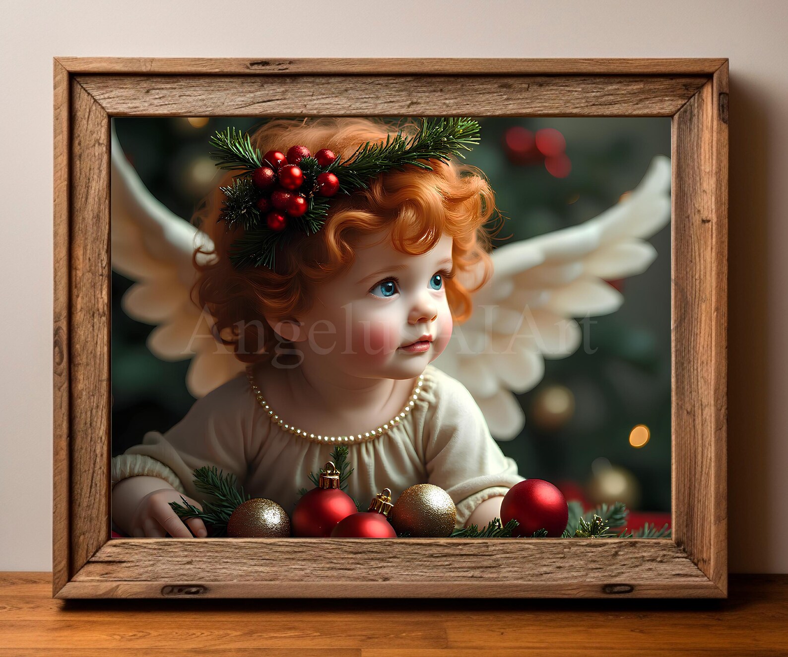 Cherub With Christmas Ornaments, Angel, Ai-generated, Instant Digital ...