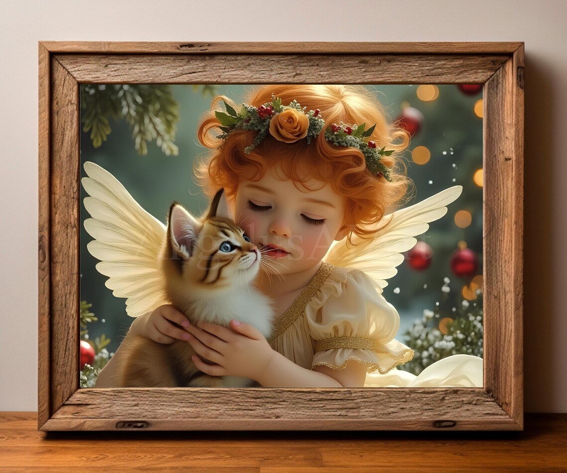 Cherub With Kitten, Angel, Ai-generated, Instant Digital Download ...