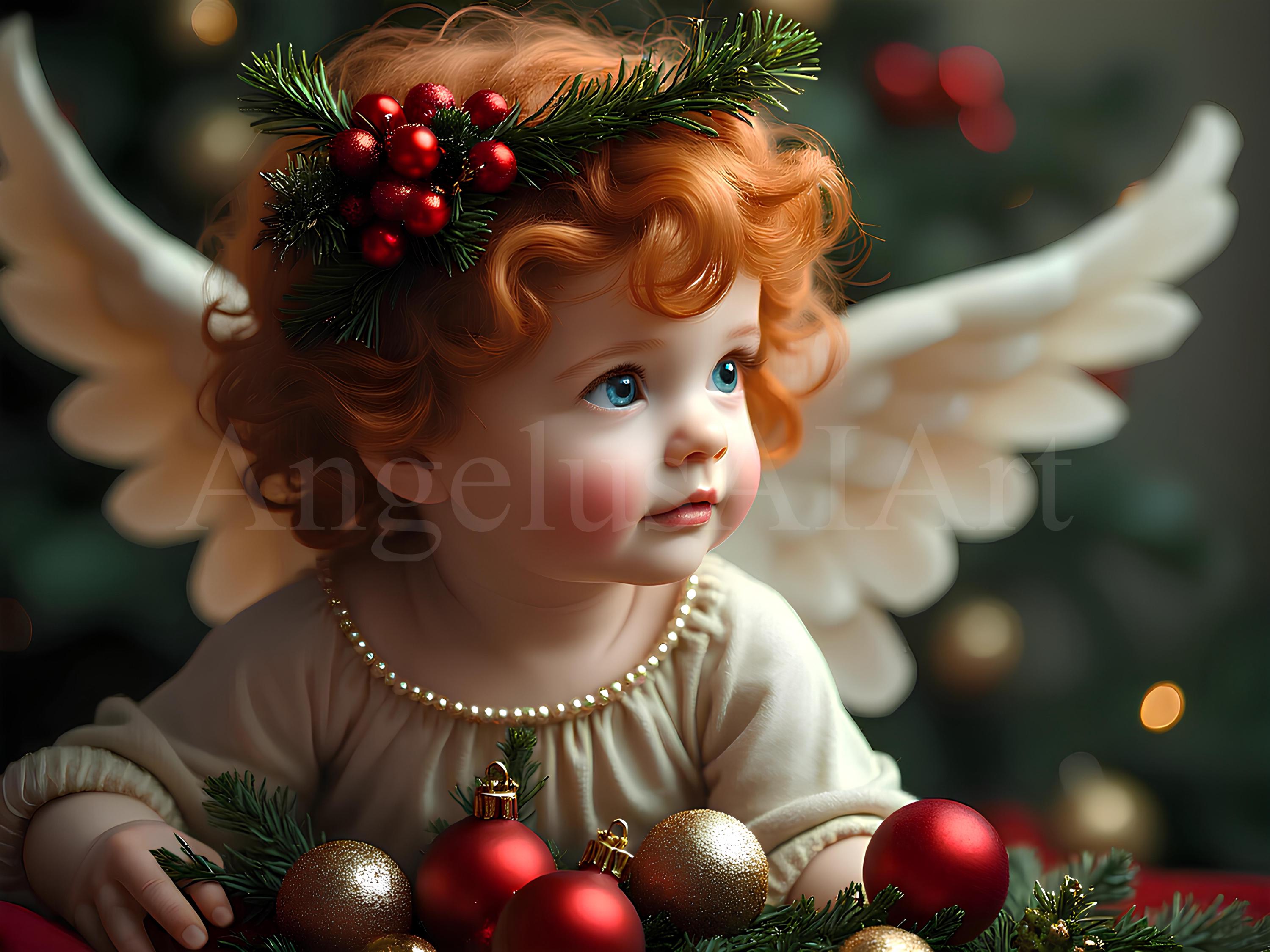 Cherub With Christmas Ornaments, Angel, Ai-generated, Instant Digital ...