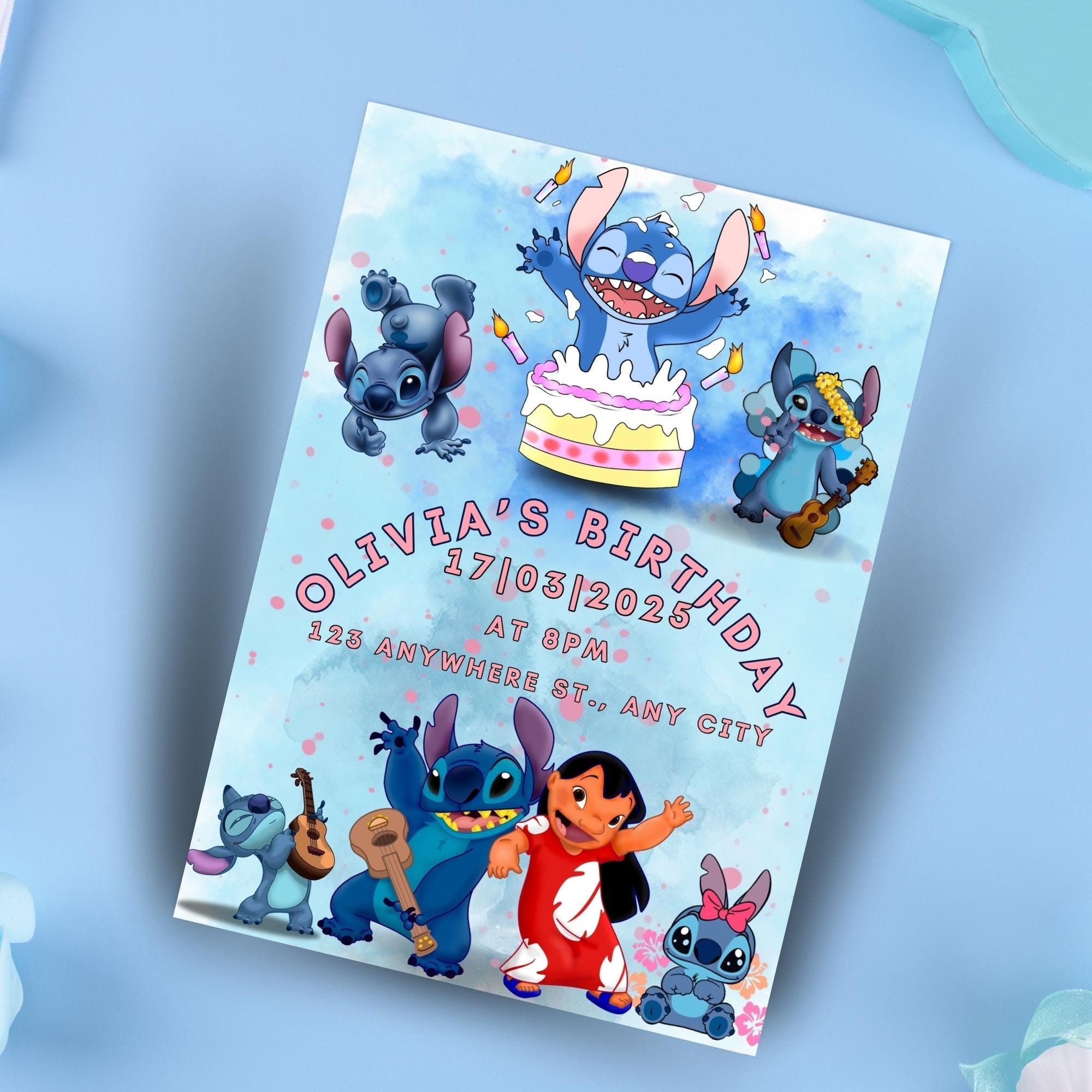Editable Stitch Birthday Invitation, Printable Template Cute Colorful ...
