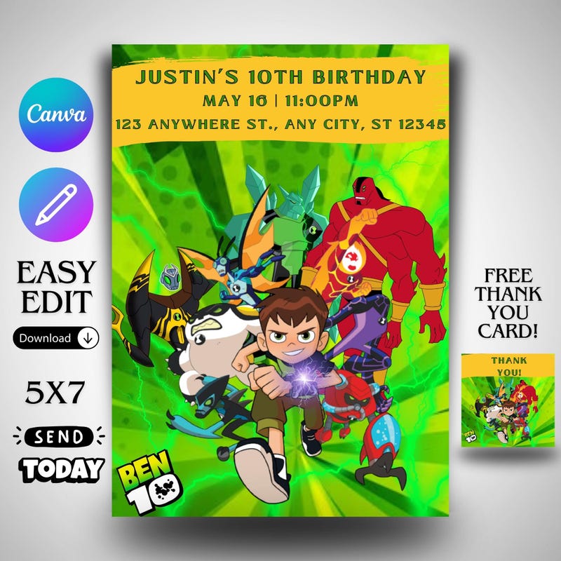 Ben10 Invitation - Etsy