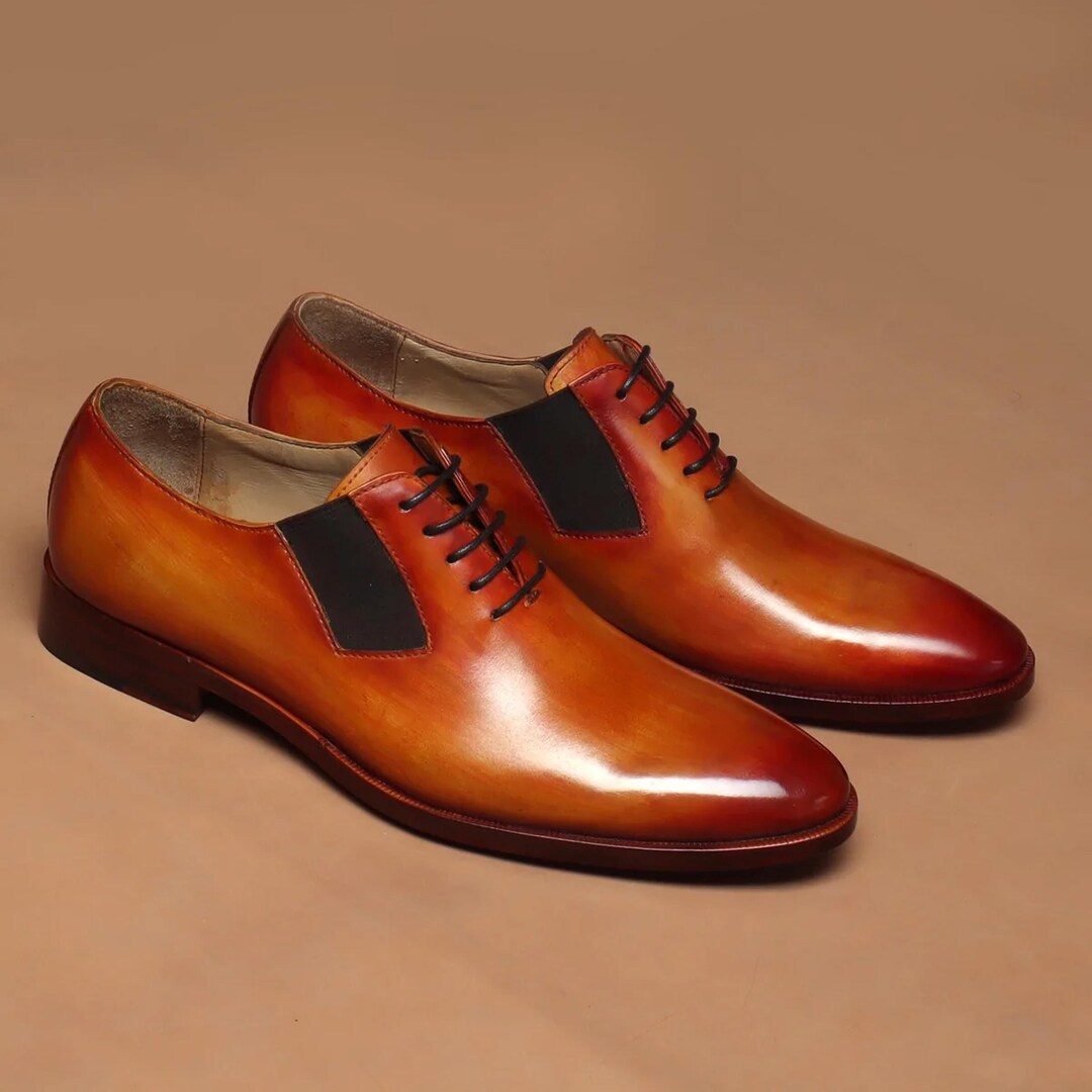 Handmade Genuine Leather Tan Oxford Dress Shoes for Men for Men ...