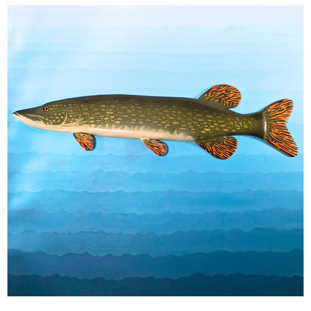 Hand Carved Wooden Pike, Nautical Home Decor, Coastal Home Decor, Pike ...