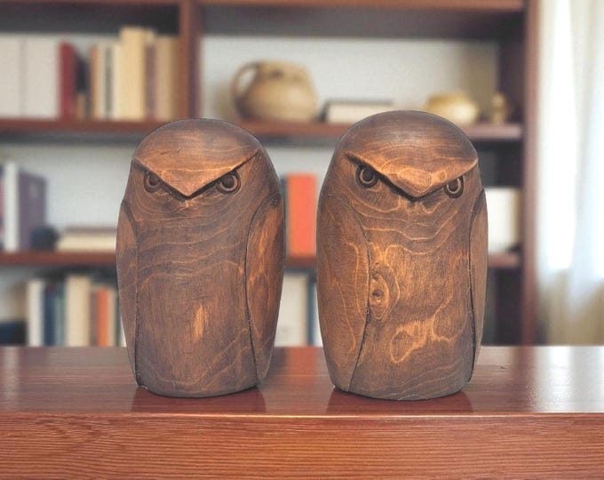 Handmade Solid Oak Owl Sculpture: Rustic Home Decor - Etsy