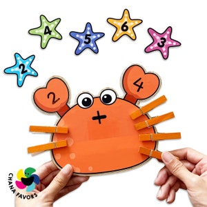 Crab Counting Math Game: Printable Number Learning (PDF Download) - Etsy