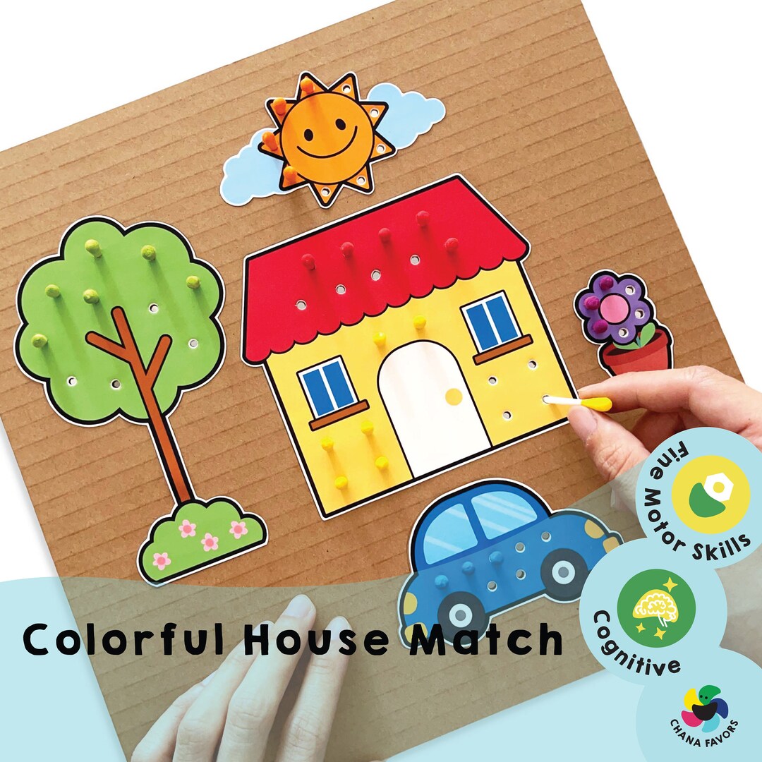 Colorful House Match Game: Fine Motor Skills Activity (printable PDF ...